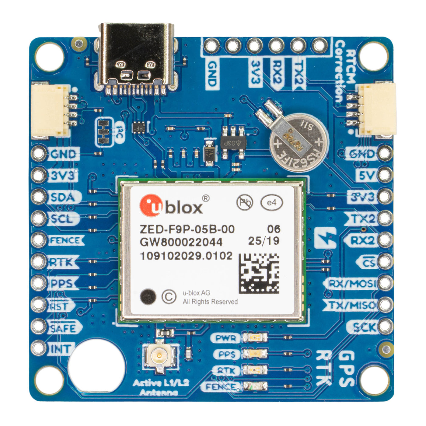 ZED-F9P-05B搭載GPS-RTKピッチ変換基板 — スイッチサイエンス