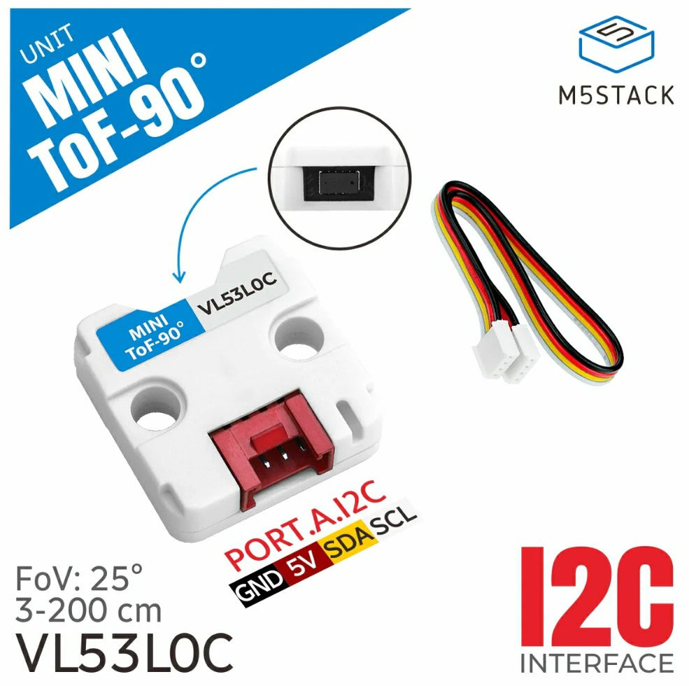 M5Stack用ToF-90°測距センサユニット（VL53L0CXV0DH搭載、側面方向測距） — スイッチサイエンス